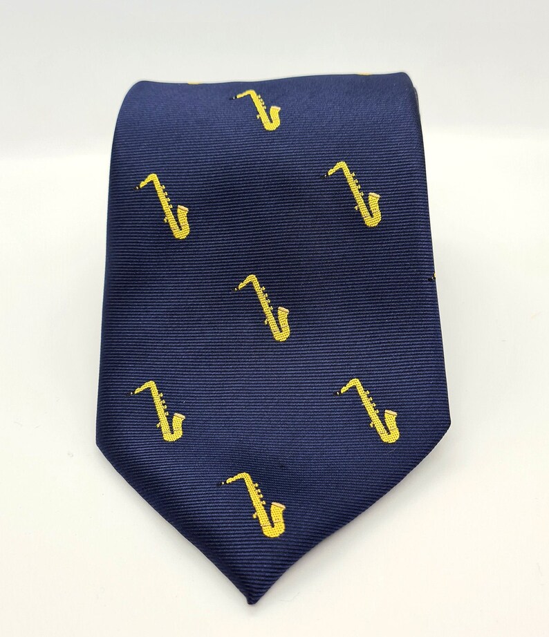 Saxophone Navy Blue Tie Navy Mens Tie Women's Tie - Etsy