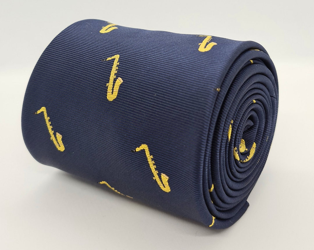 Saxophone Navy Blue Tie | Navy Mens Tie | Women's Tie | Embroidered ...