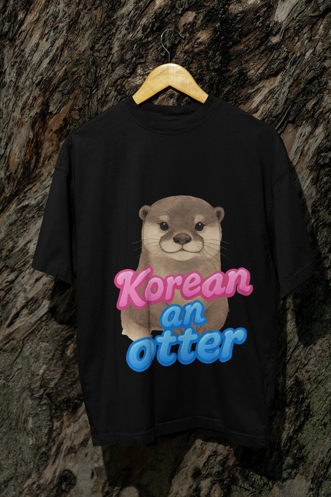 Korean an Otter Cute Streetwear Otter Graphic Black T-shirt - Etsy