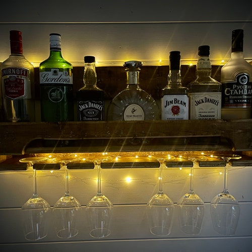 75cm Floating Home Bar/ Wine or Spirit Rack Reclaimed Wood - Etsy UK