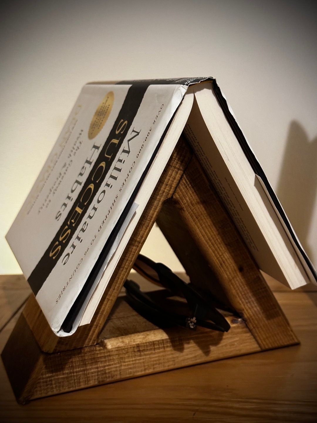 Dark Oak Bedside Table Book and Reading Glasses Organiser - Etsy UK