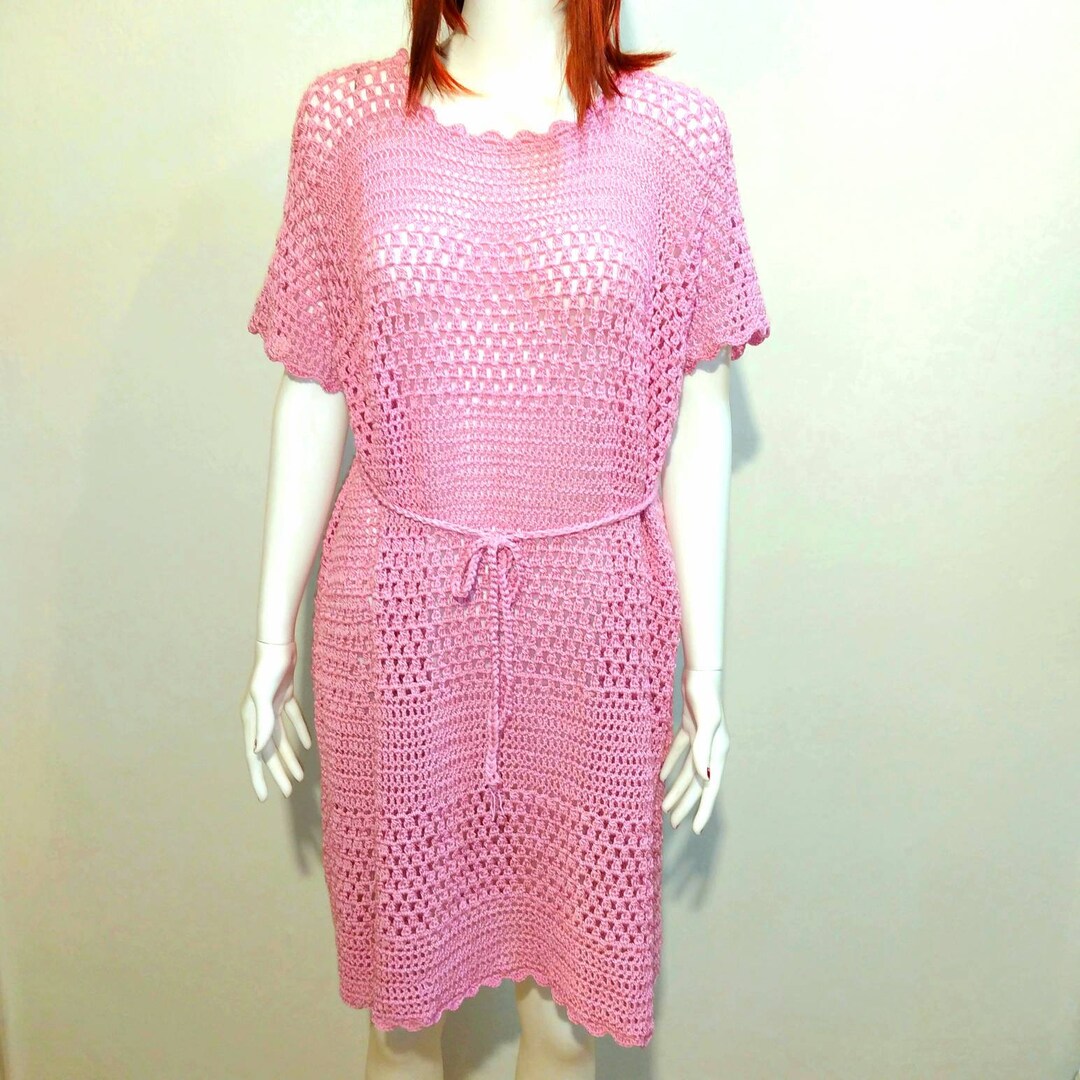 Bright Lilac Crochet Dress, Plus Size Dress, Plussize Crochet, Colorful ...