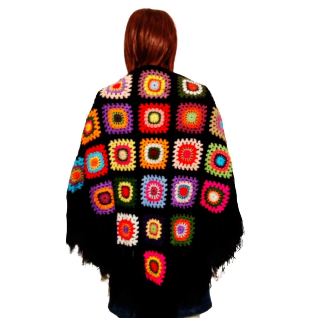 Granny Crochet Shawl, Afghan Wrap, Baby Wool Square Wrap, Christmas ...