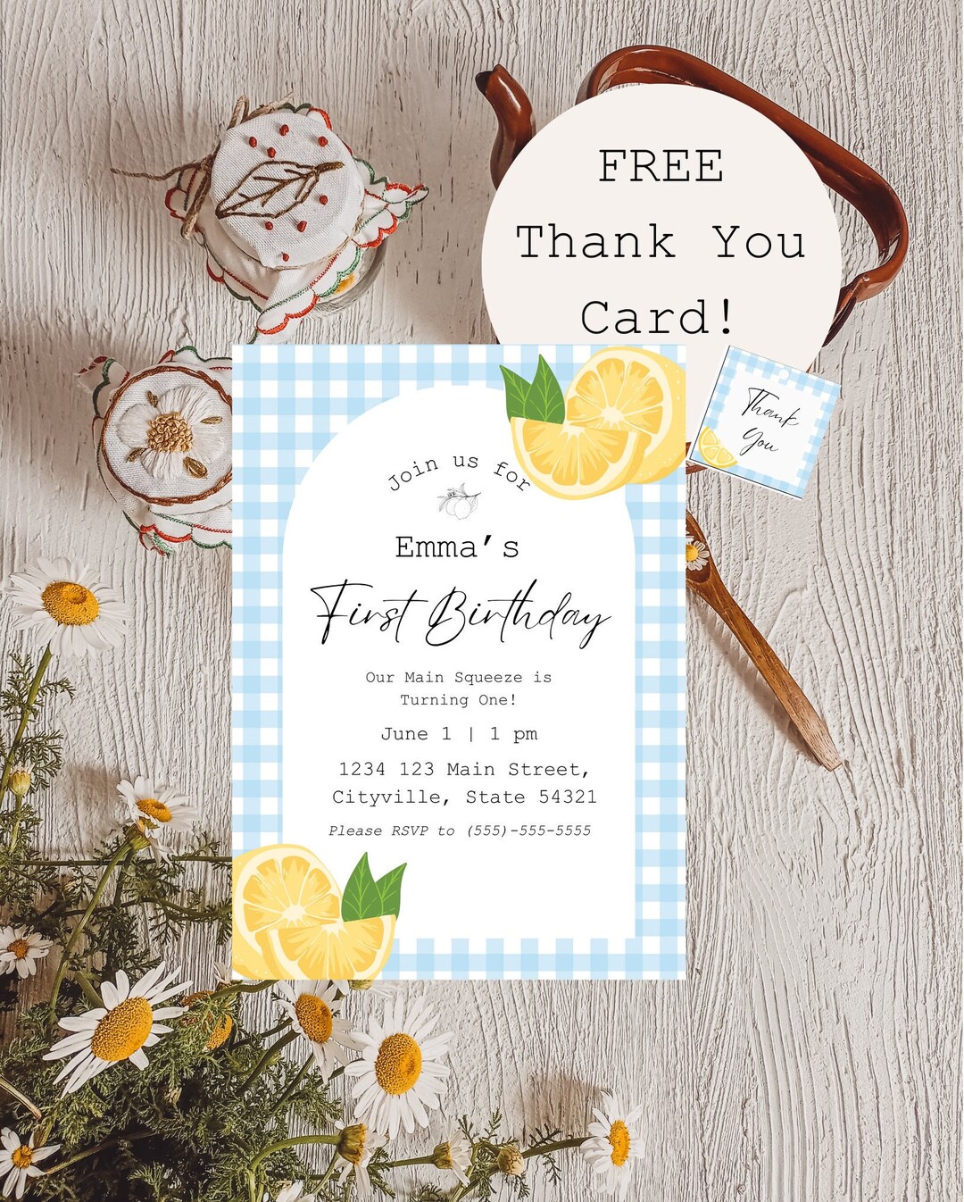 Editable Lemon Theme First Birthday Template: Lemonade Themed Baby ...