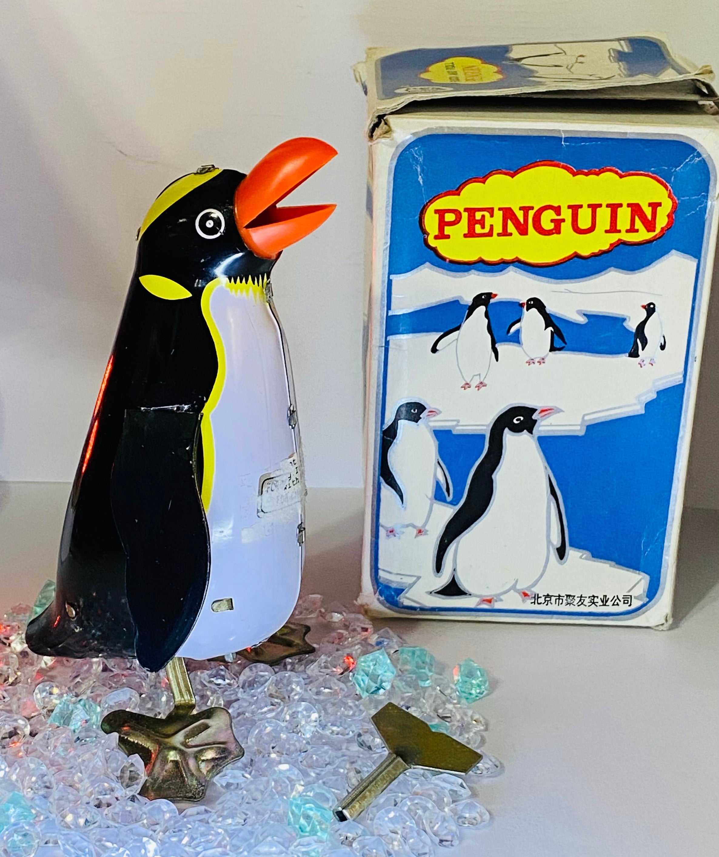 VINTAGE rock & Roll Wind up Tin Toy Penguin Has Original | Etsy