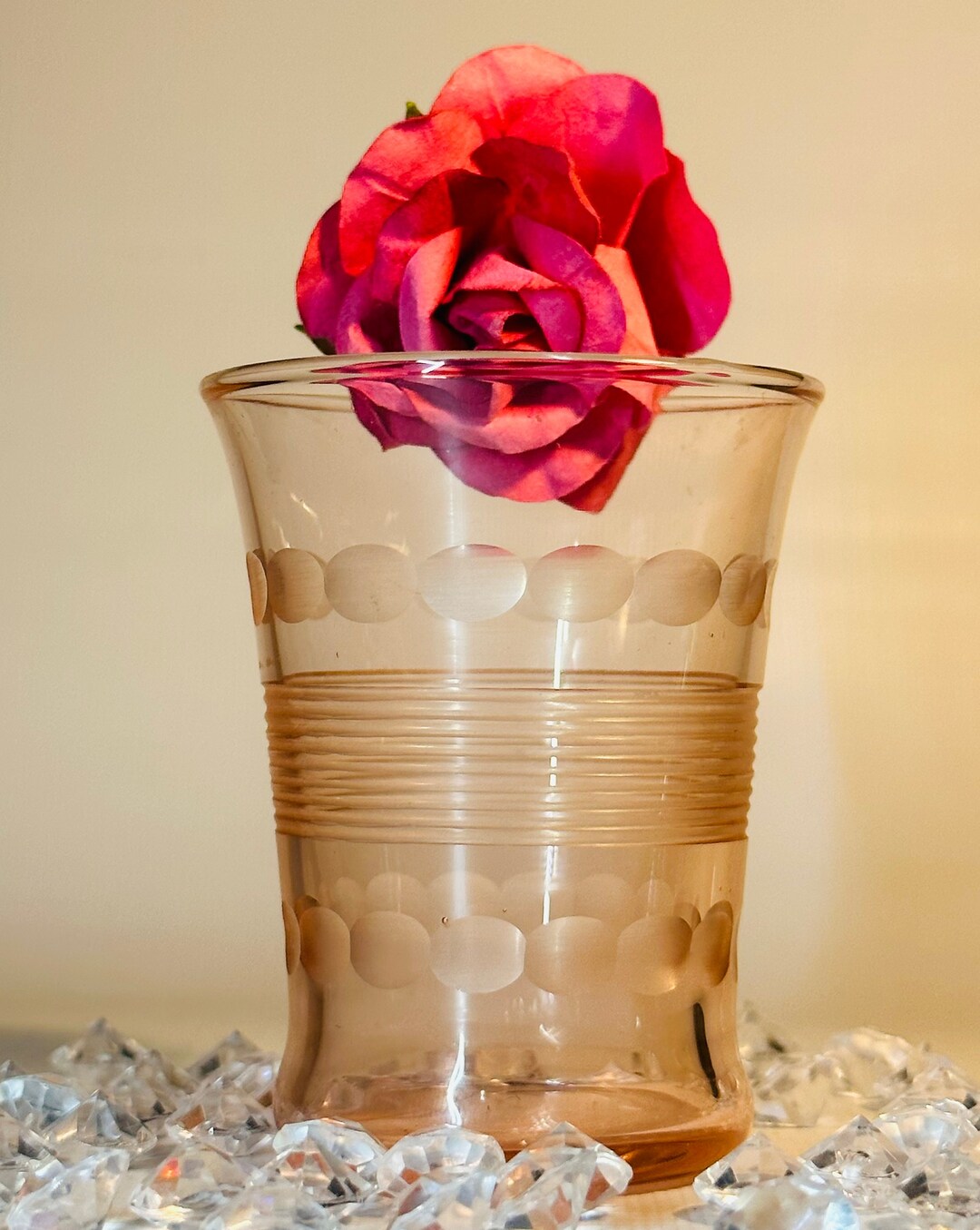 1930s/40s Art Deco Etched Pink Shooter Liqueur Glass UV Reactive Hot ...