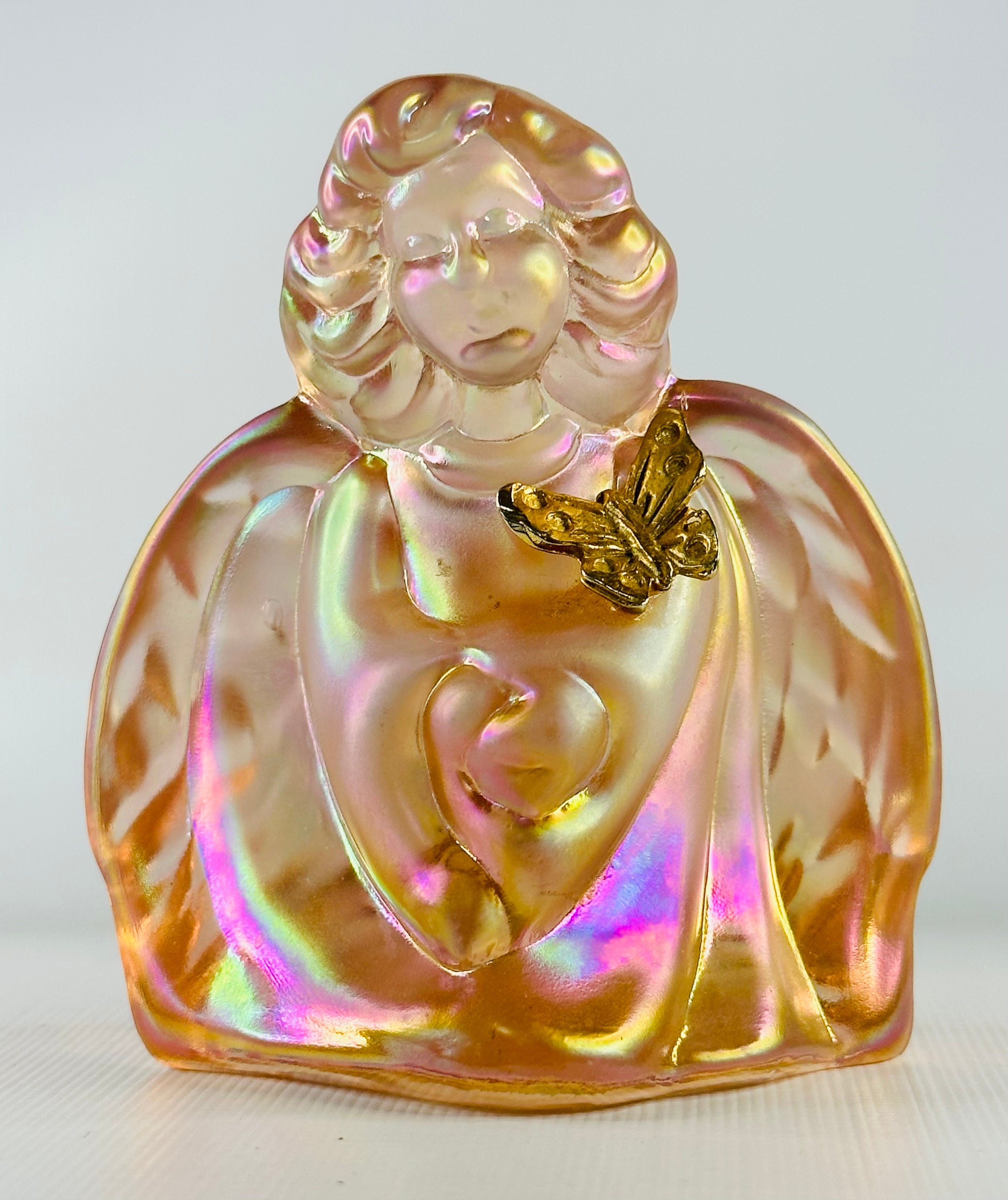 Fenton Pink Opalescent Glass Guardian Angel Figure With a Gold - Etsy