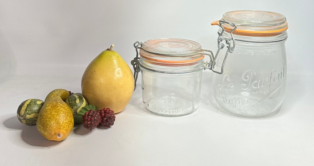 Vintage French Glass Canning Jars Le Parfait super With Hinged Locking ...