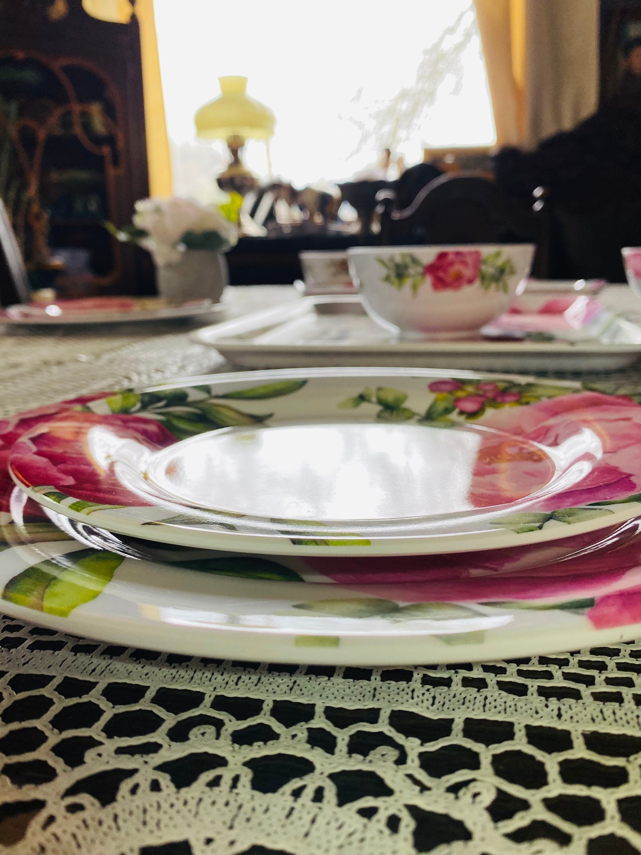 Vintage Peony Flower mela-ware Table Ware Set Serving - Etsy