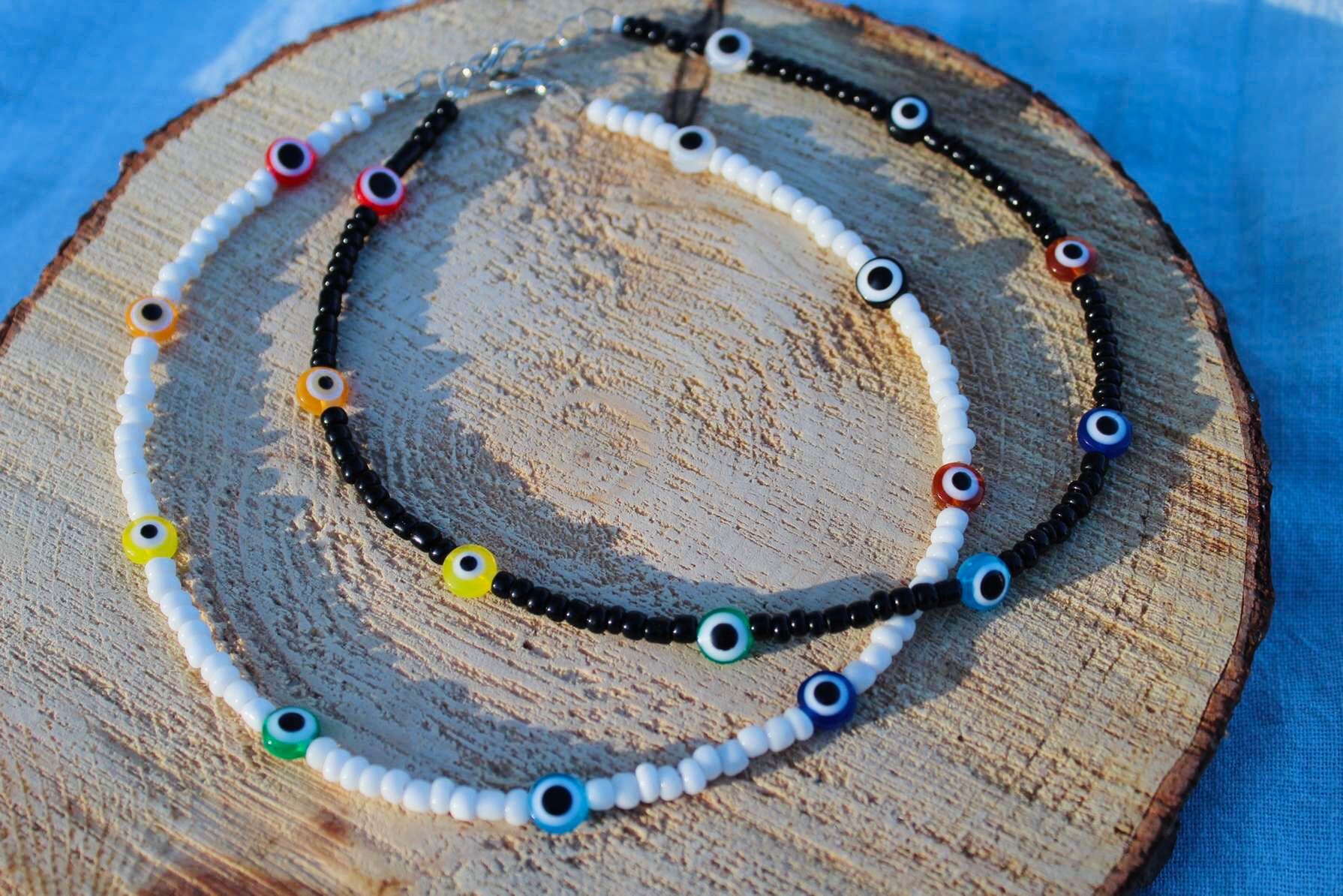 Rainbow Evil Eye Choker Rainbow Evil Eye Beaded Necklace - Etsy