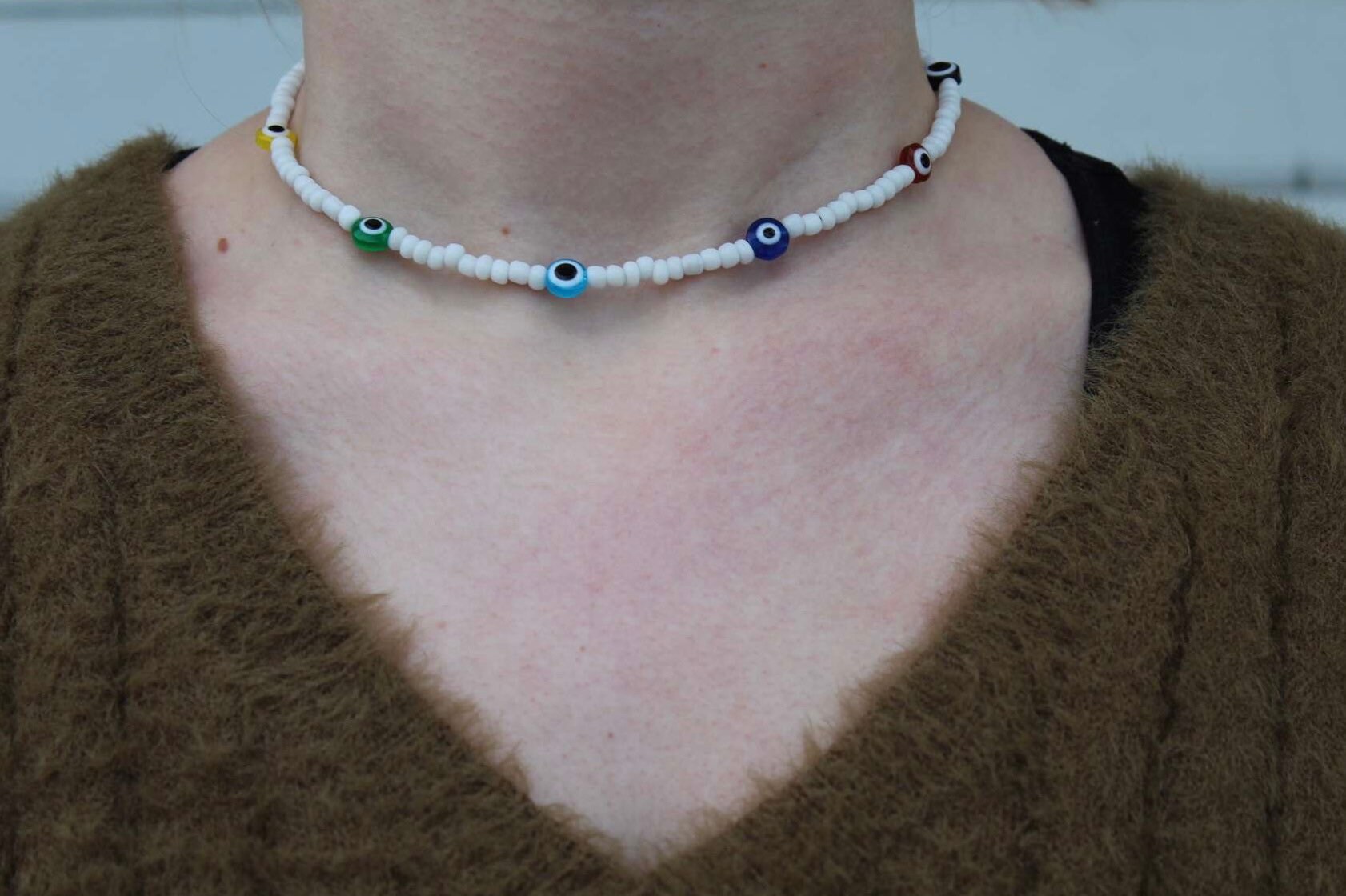 Rainbow Evil Eye Choker Rainbow Evil Eye Beaded Necklace - Etsy