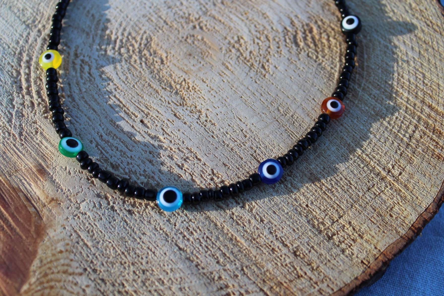 Rainbow Evil Eye Choker Rainbow Evil Eye Beaded Necklace - Etsy