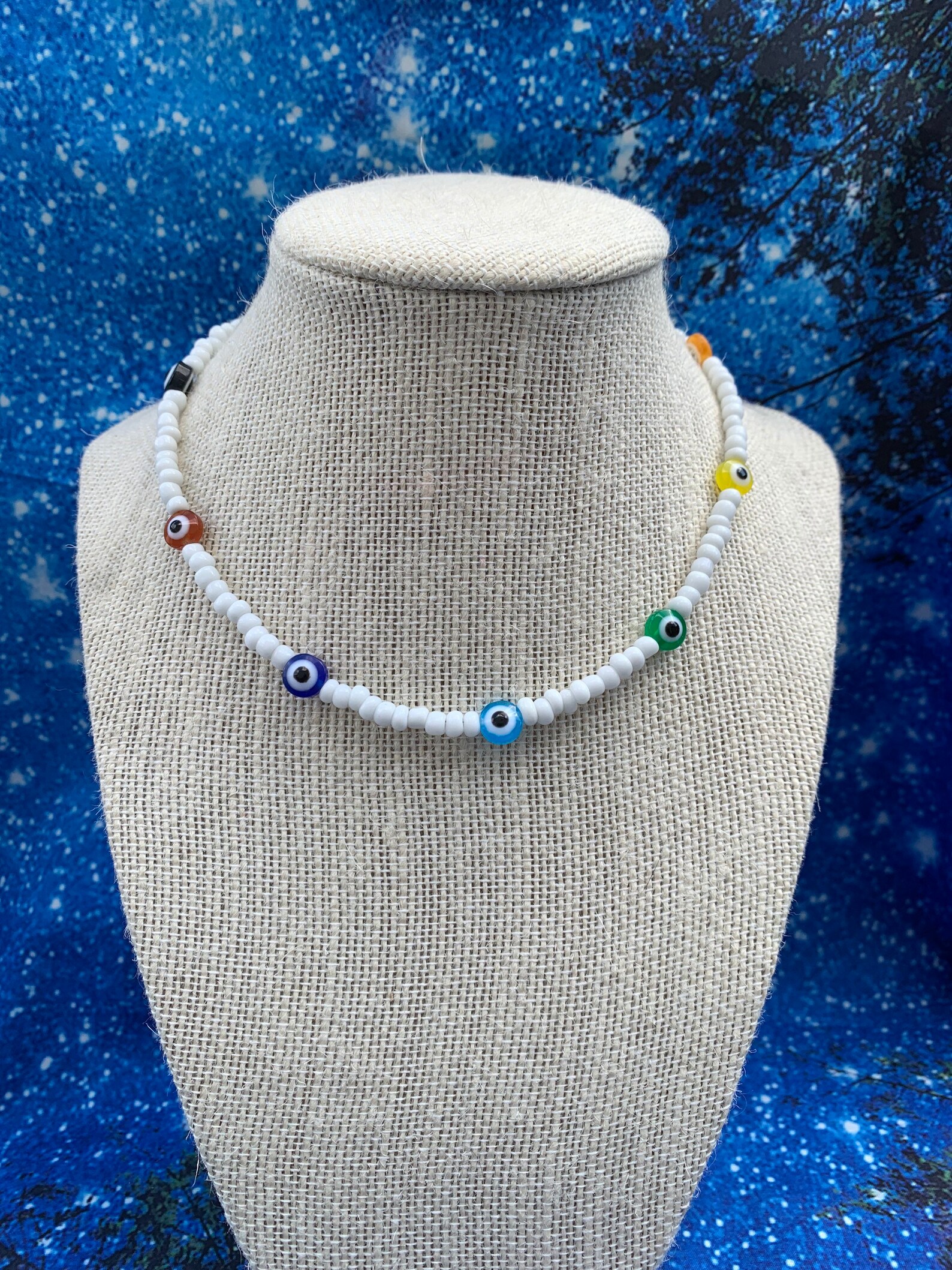 Rainbow Evil Eye Choker Rainbow Evil Eye Beaded Necklace - Etsy