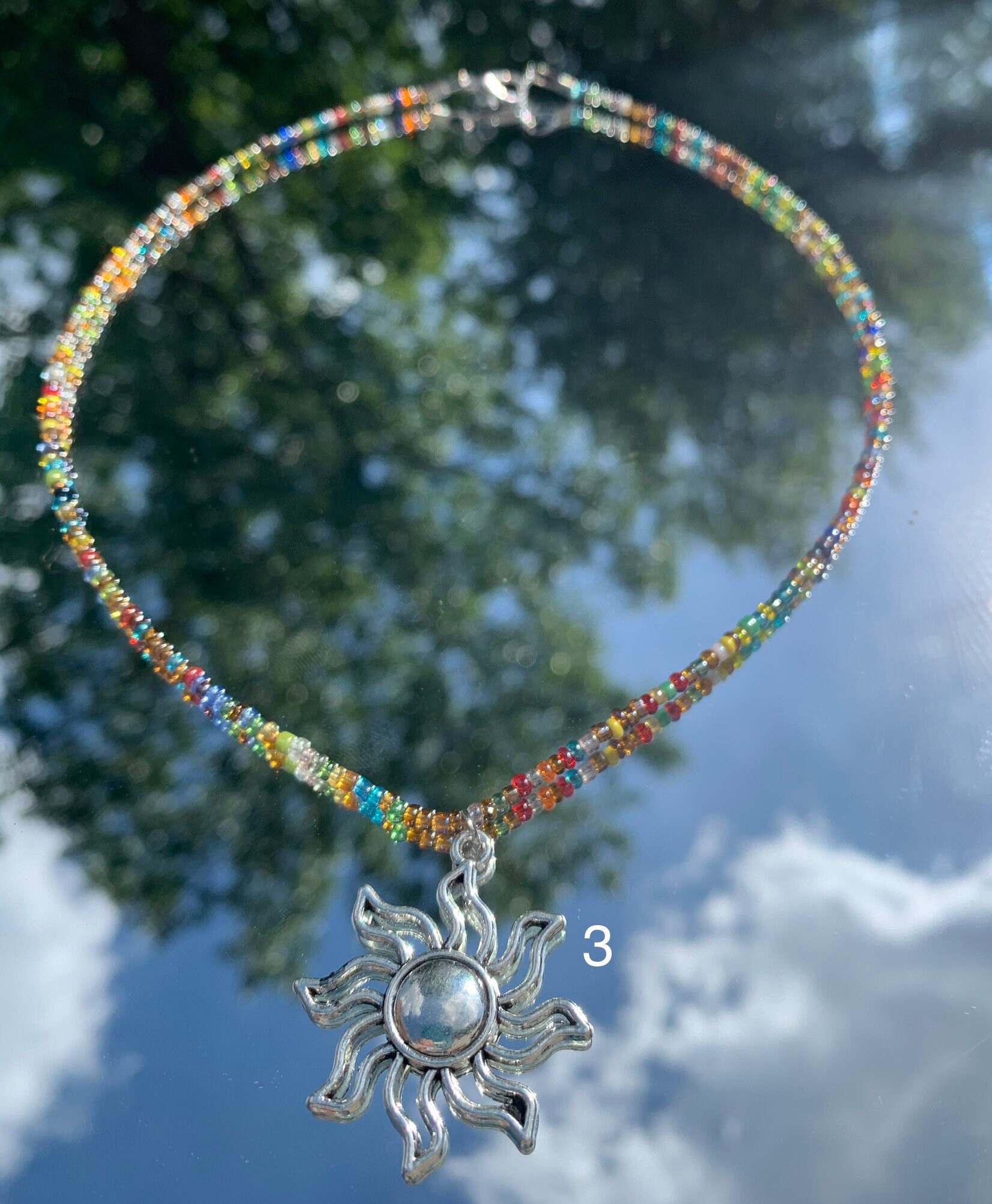 Sun Beaded Necklace Hippie Sun Beaded Necklace Beaded Sun | Etsy
