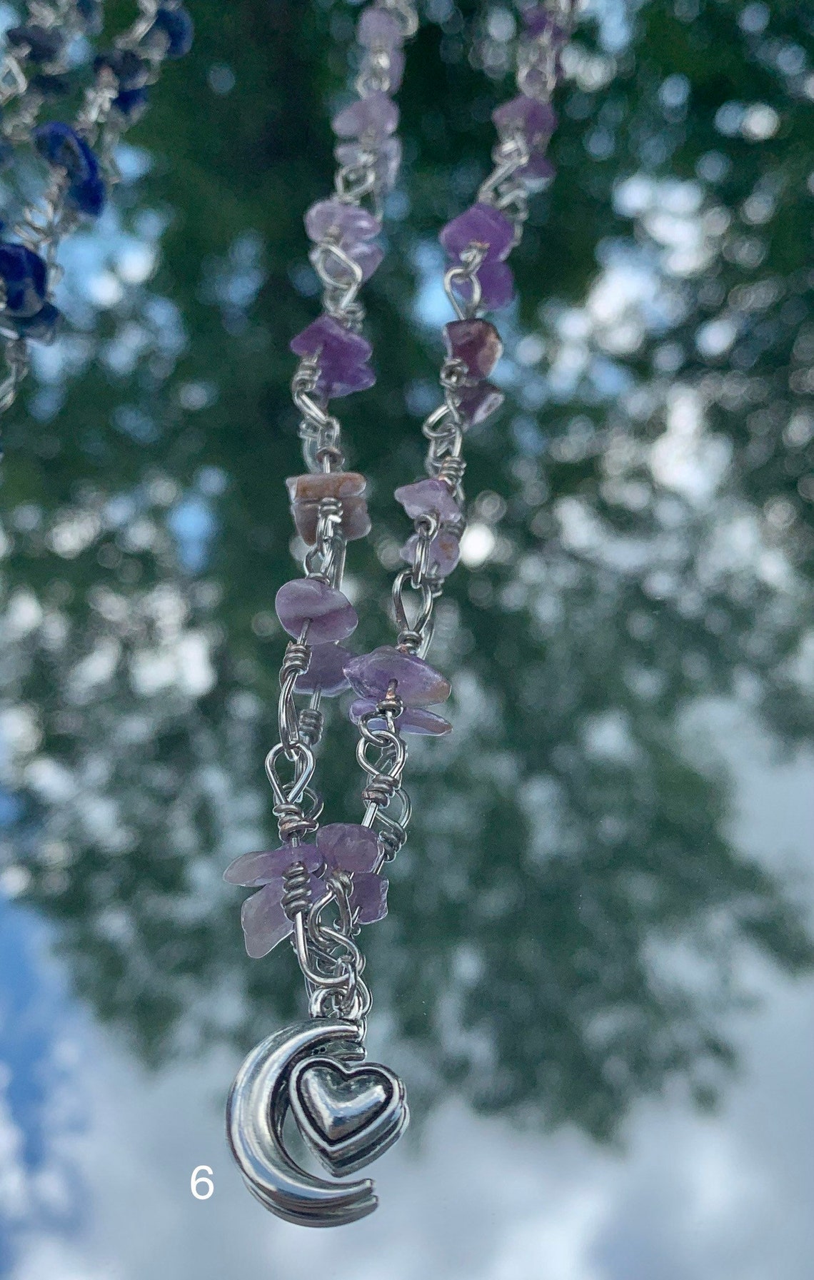 Moon Charm Crystal necklace Moon Crystal Chip Necklace Boho | Etsy