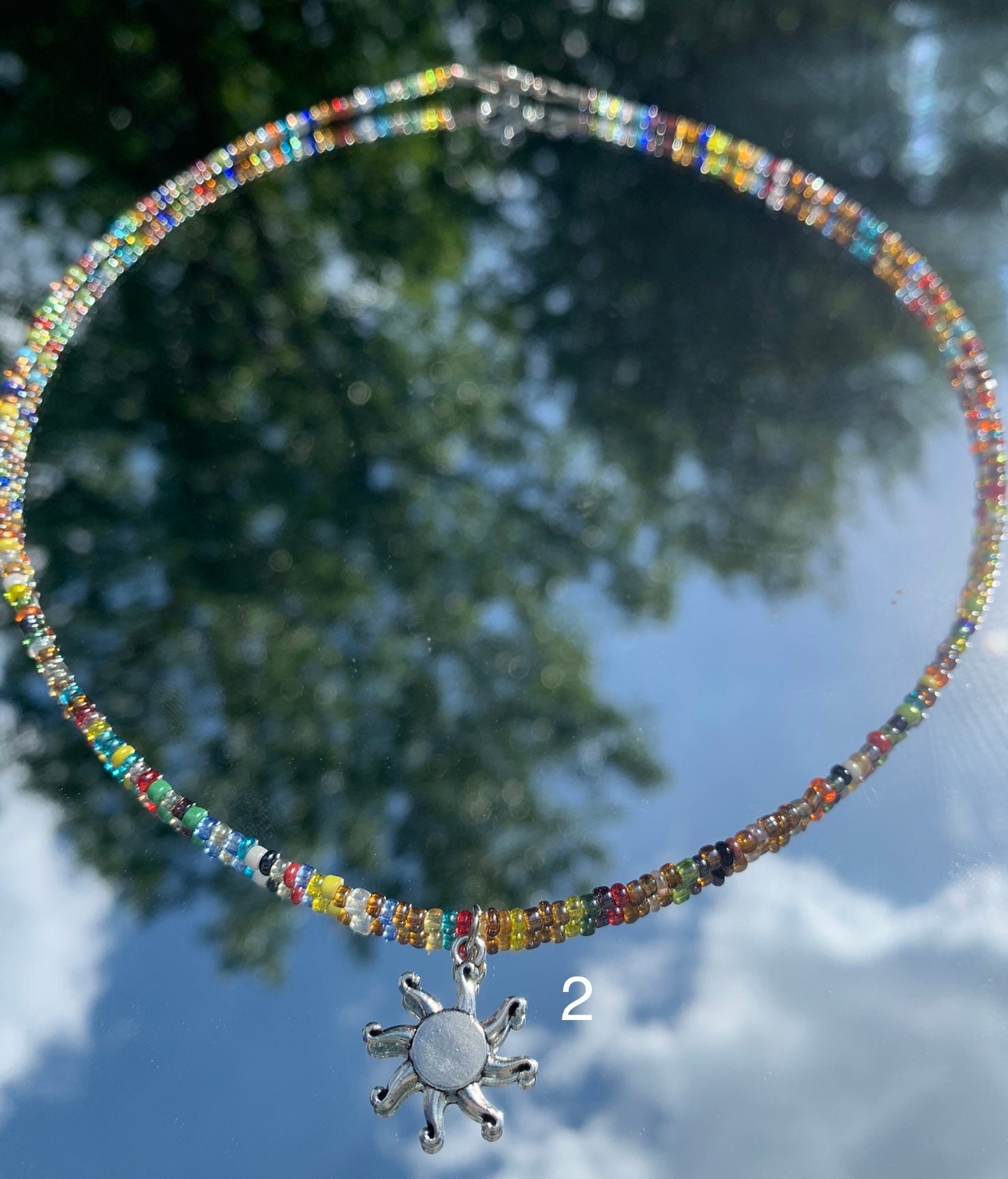Sun Beaded Necklace Hippie Sun Beaded Necklace Beaded Sun | Etsy