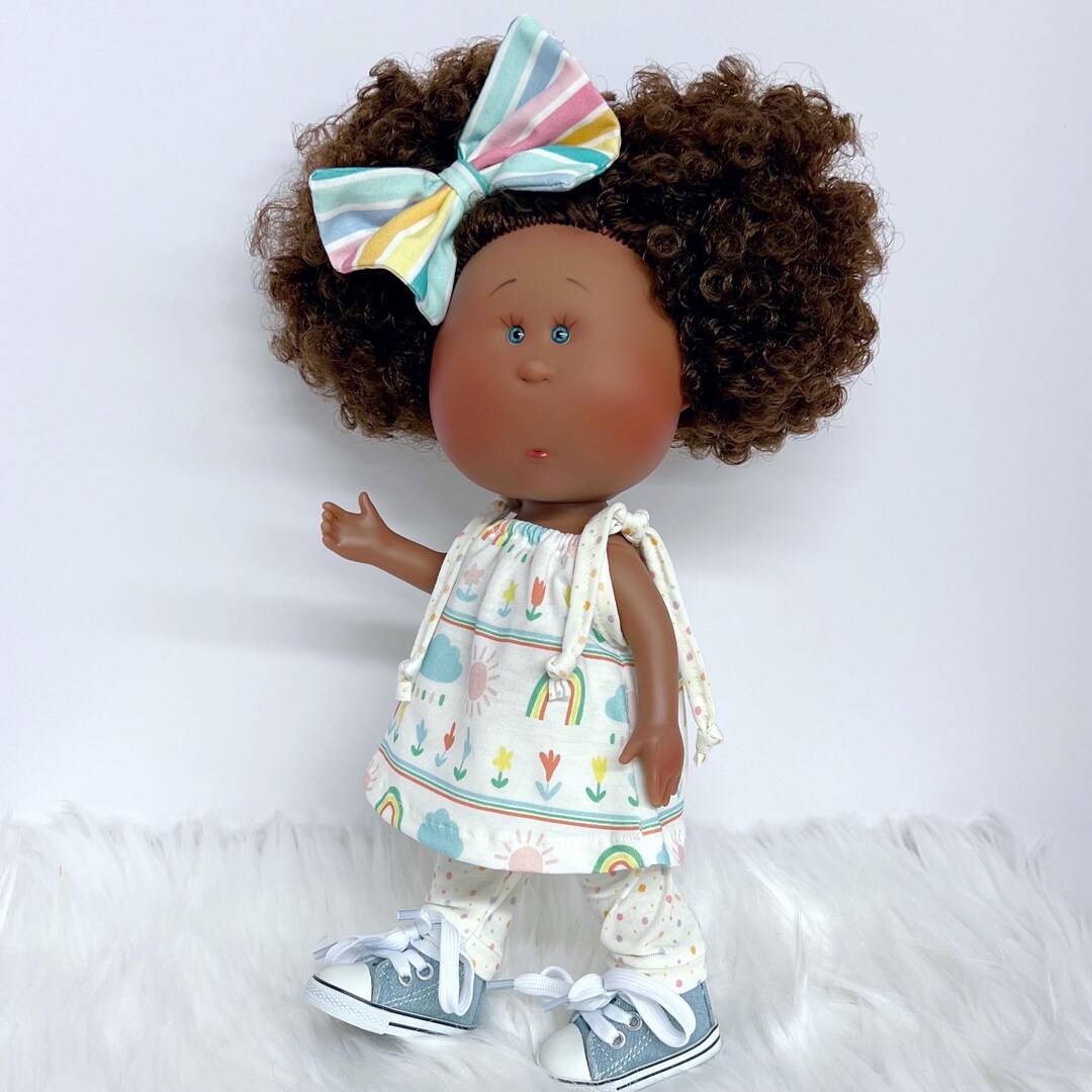 Nines Artesanals D'onil Custom 12” Mia Dark Skin Rainbow Girl Hair Doll ...