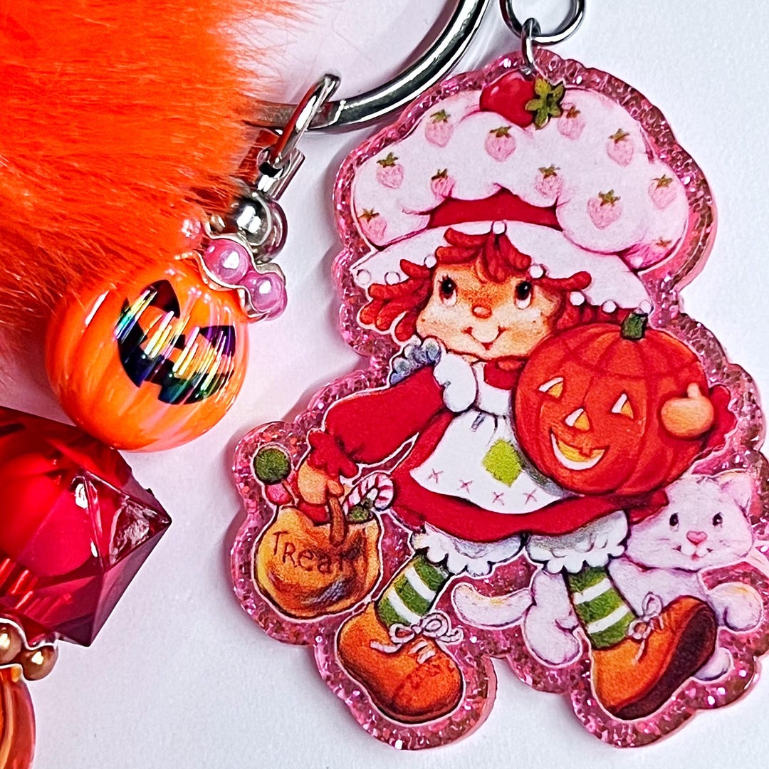 Handmade Strawberry Shortcake Halloween Beaded Bag Purse Backpack Charm ...