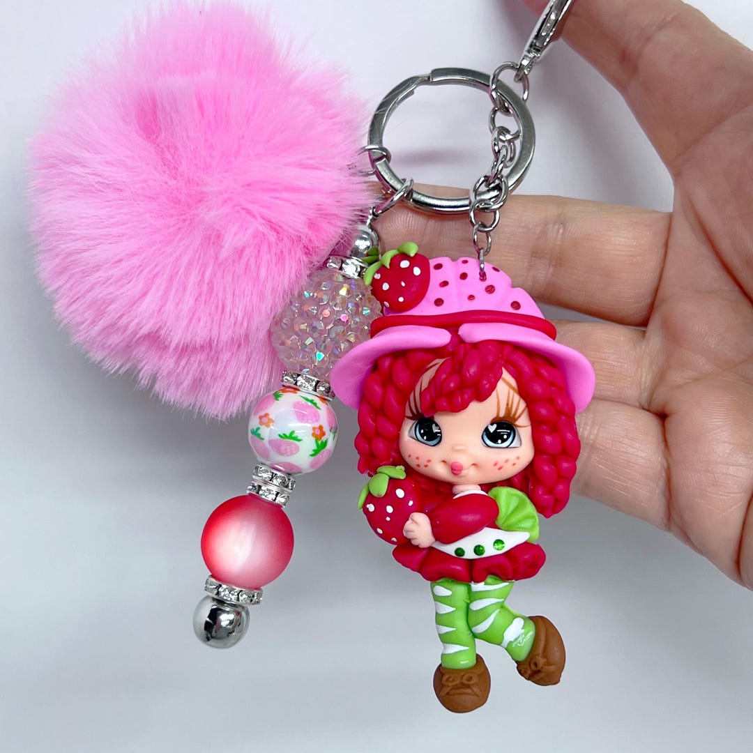 Handmade Strawberry Shortcake Beaded Bag Purse Backpack Charm Keyring ...