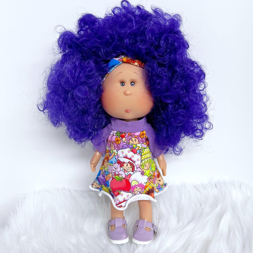 Nines Artesanals D'onil Custom 12” Purple Afro Hair Strawberry ...
