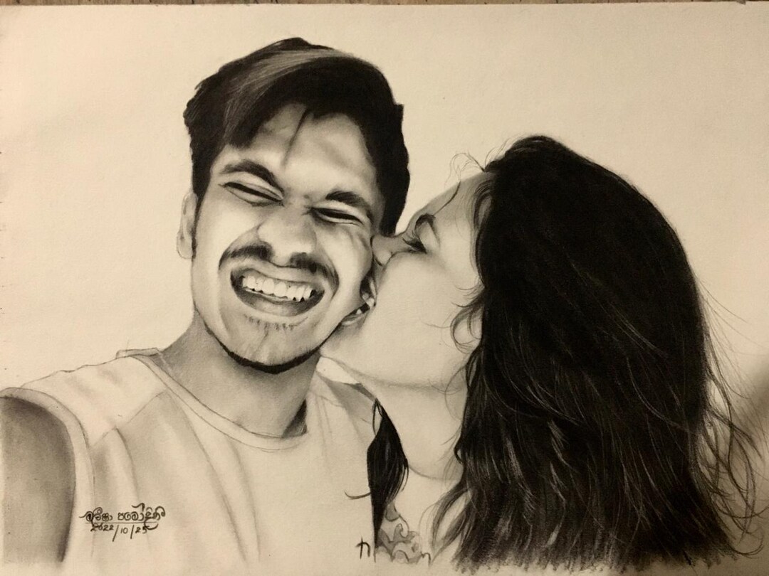 Custom Hand Drawn Portrait Graphite Drawing From Photo Delivery Within ...