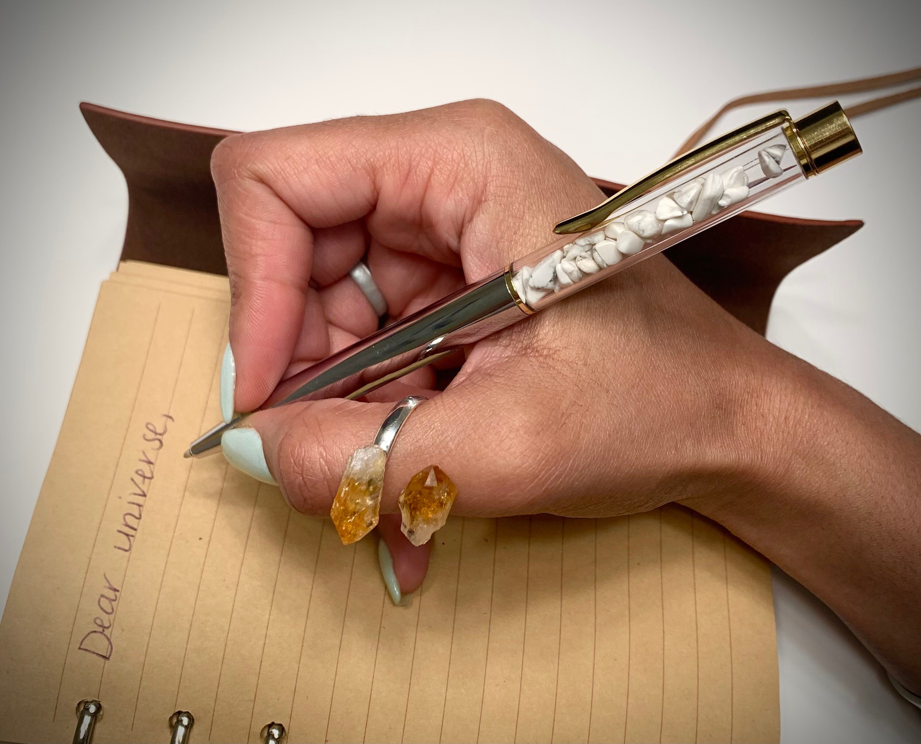 Manifestation gemstone pens assorted crystal pens law of | Etsy