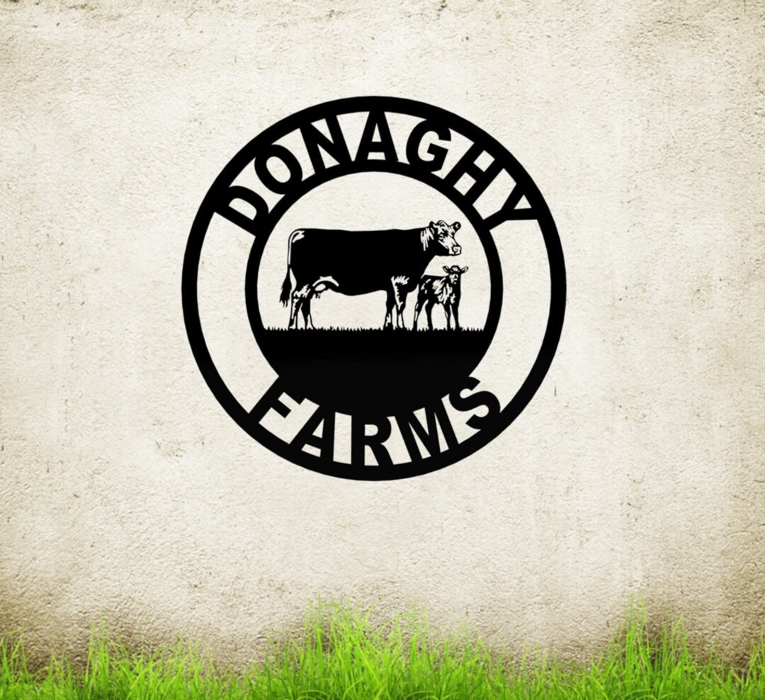 Cow Calf Metal Farm Sign Farmhouse Decor Farm Name Custom Outdoor - Etsy UK
