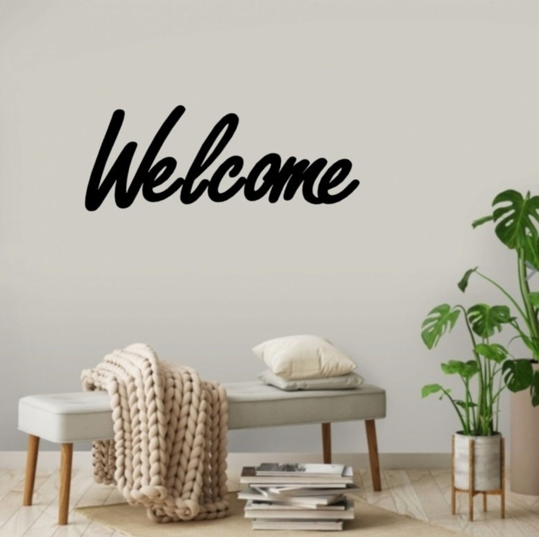 Welcome Metal Wall Art, Wall Decor, Large Wall Hanging Sign, House ...