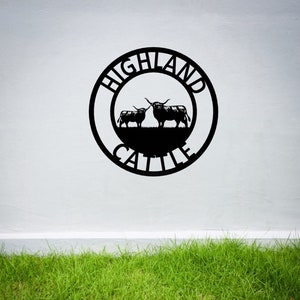 Highland Cow Metal Farm Sign Farmhouse Decor Farm Name Custom Outdoor ...