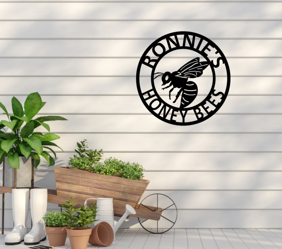 Honey Bee Sign Bee Farm Sign Metal Custom Made Bee Wall Art Bee Farm ...