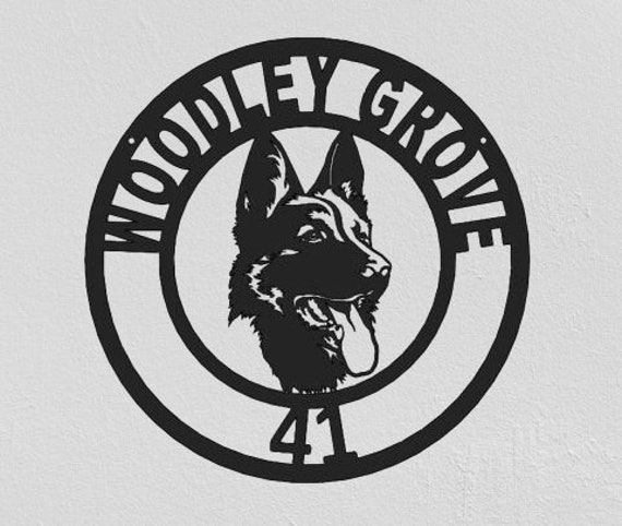 German Shepherd Metal Sign Wall Art Address House Name Sign - Etsy