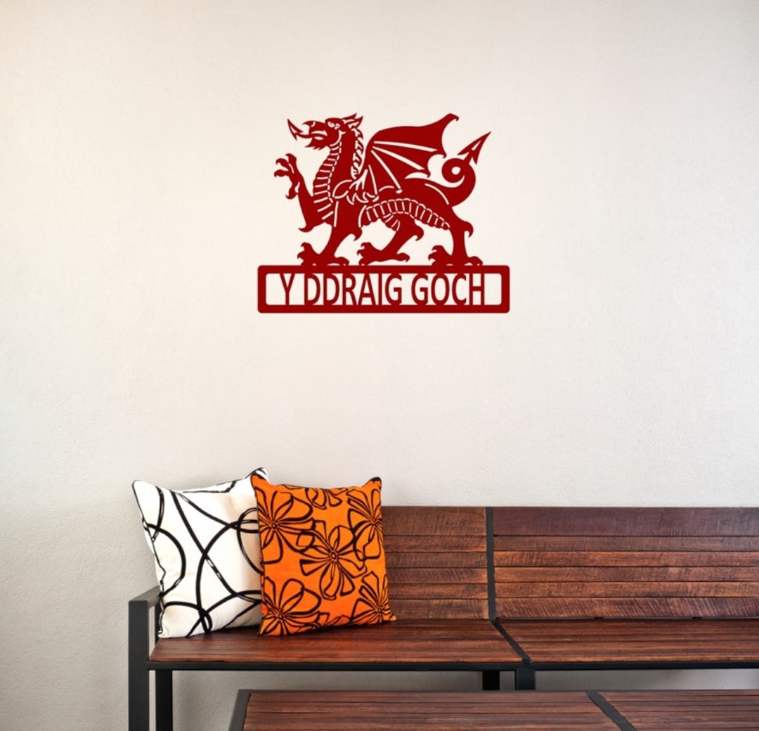 Welsh Dragon Metal Wall Art Personalised Gift Garden Red Black - Etsy
