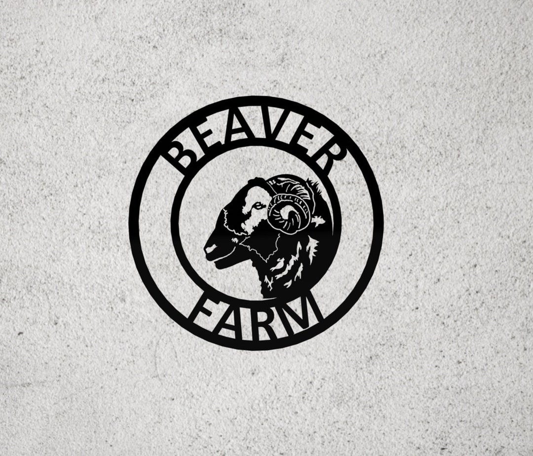 Sheep Head Horned Ewe Metal Farm Sign Farmhouse Name Farmhouse Decor ...