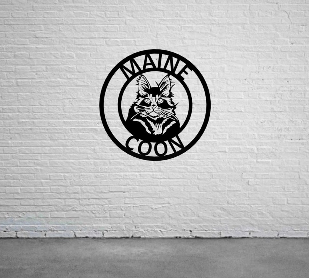 Metal Wall Art Maine Coon Cat Breed Design Name Address Sign ...