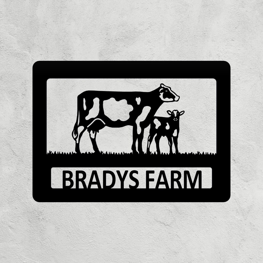 Dairy Cow and Calf Metal Farm Sign, Custom Farm Gate Sign, Cow Farm ...