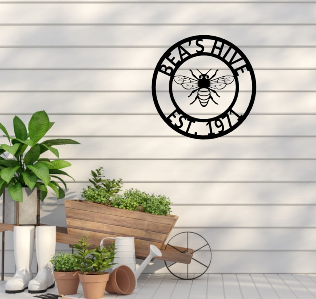 Metal Bee Sign Honey Bee Personalised Custom Made Farm Sign Honey Bee ...
