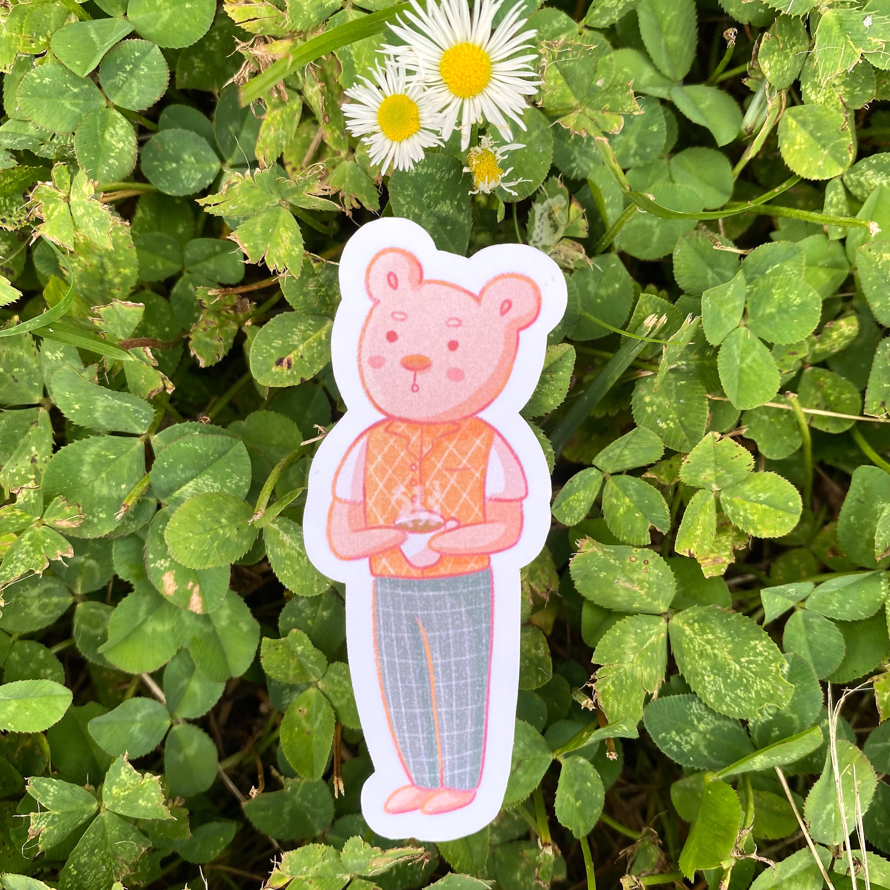 Bear Having Tea Matte Sticker - Etsy