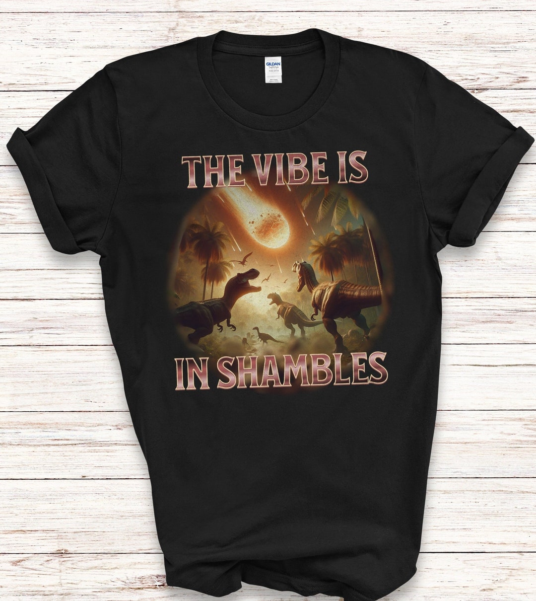 Dinosaur Vintage Graphic T-shirt | Nineties Bootleg Jurassic Meteor ...
