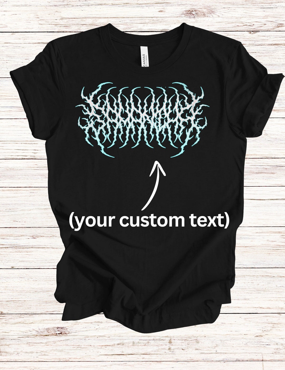 Custom Black Metal Logo T Shirt | Your Name or Other Word(s) in Hand ...