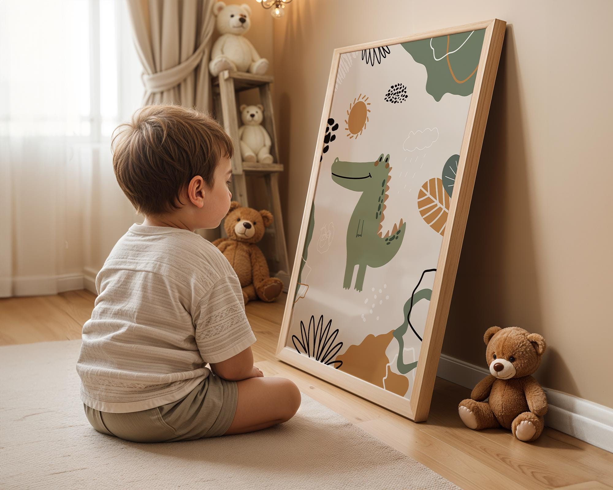 Safari Poster Set in Beige Khaki and Mustard Colors With Animals - Etsy