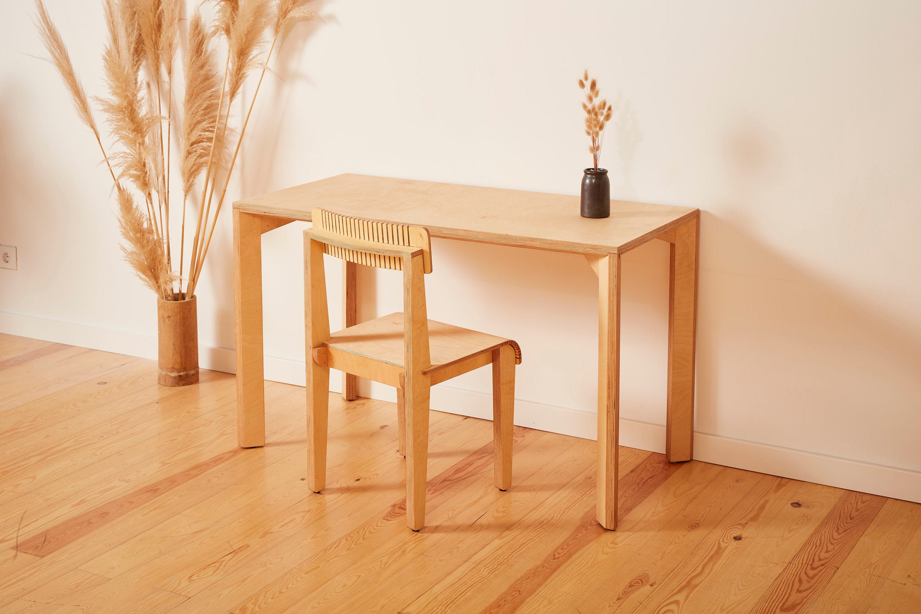 Wooden Desk to Work From Home, Birch Plywood Furniture, Modern Desk to ...