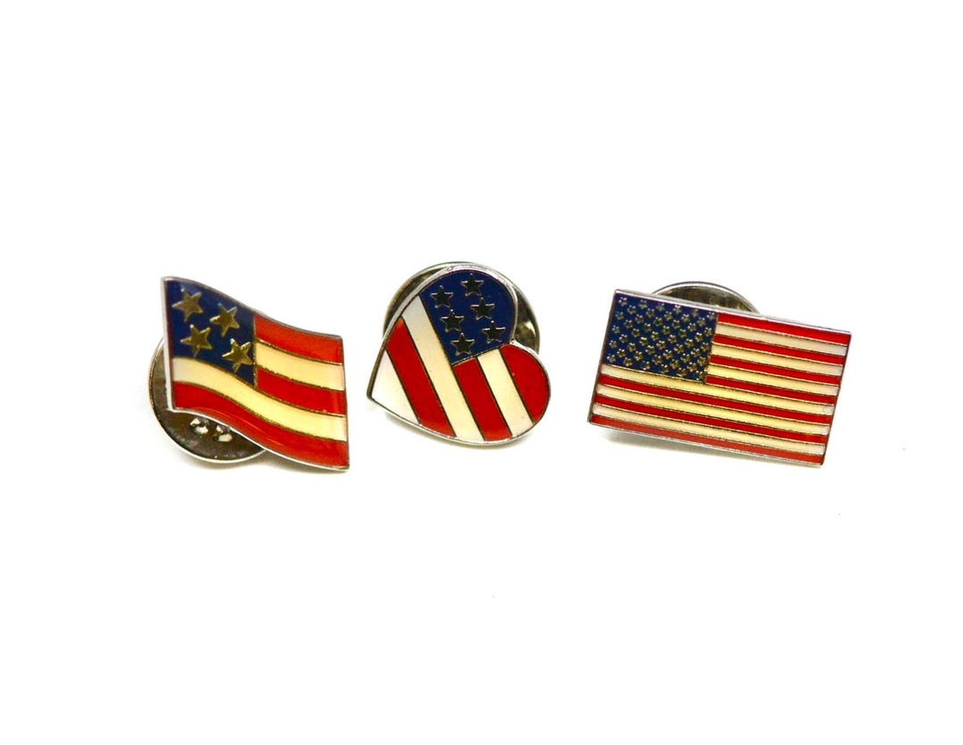 3 Vintage American Flag Mini Pins, Brooches, Tie Clips, Old Glory - Etsy