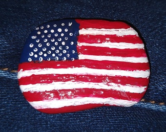 Flag Painted Rock - Etsy