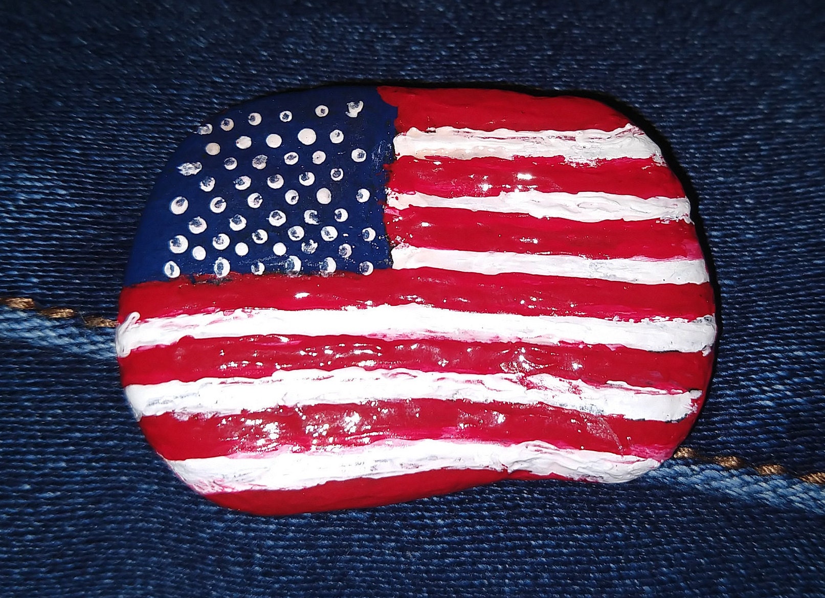 Hand Painted Rock USA Flag - Etsy