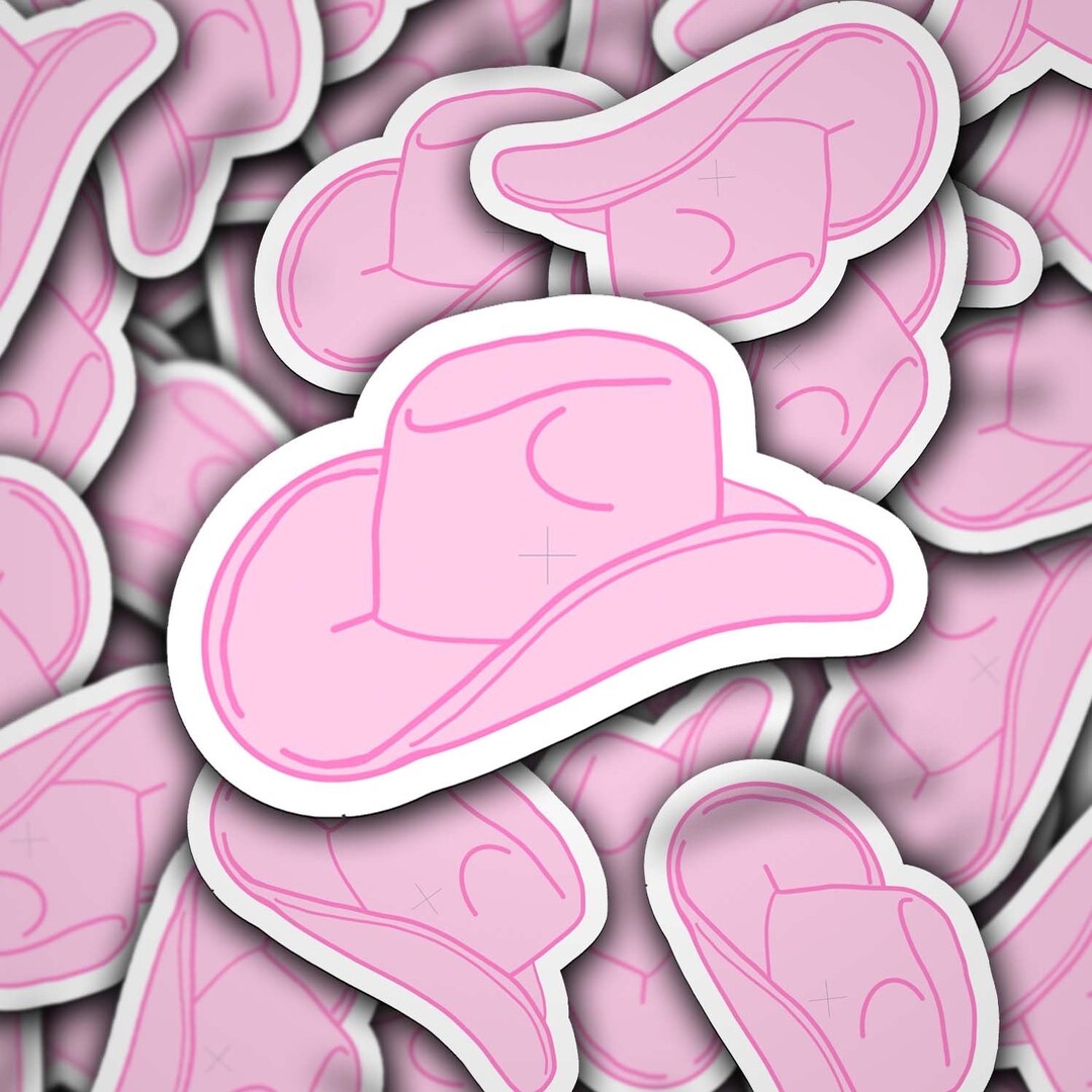 Cowboy Hat Sticker, Cowgirl Hat Sticker, Pink Cowgirl Hat Sticker, Pink ...