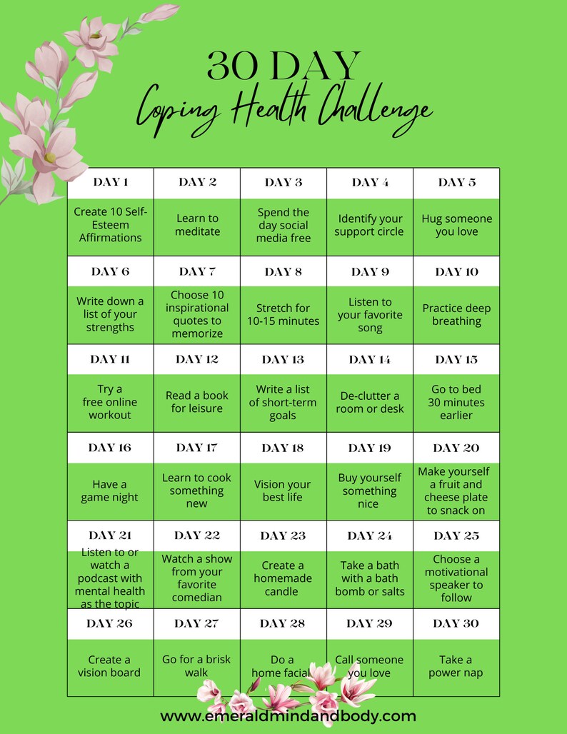 30 Day Coping Health Challenge - Etsy