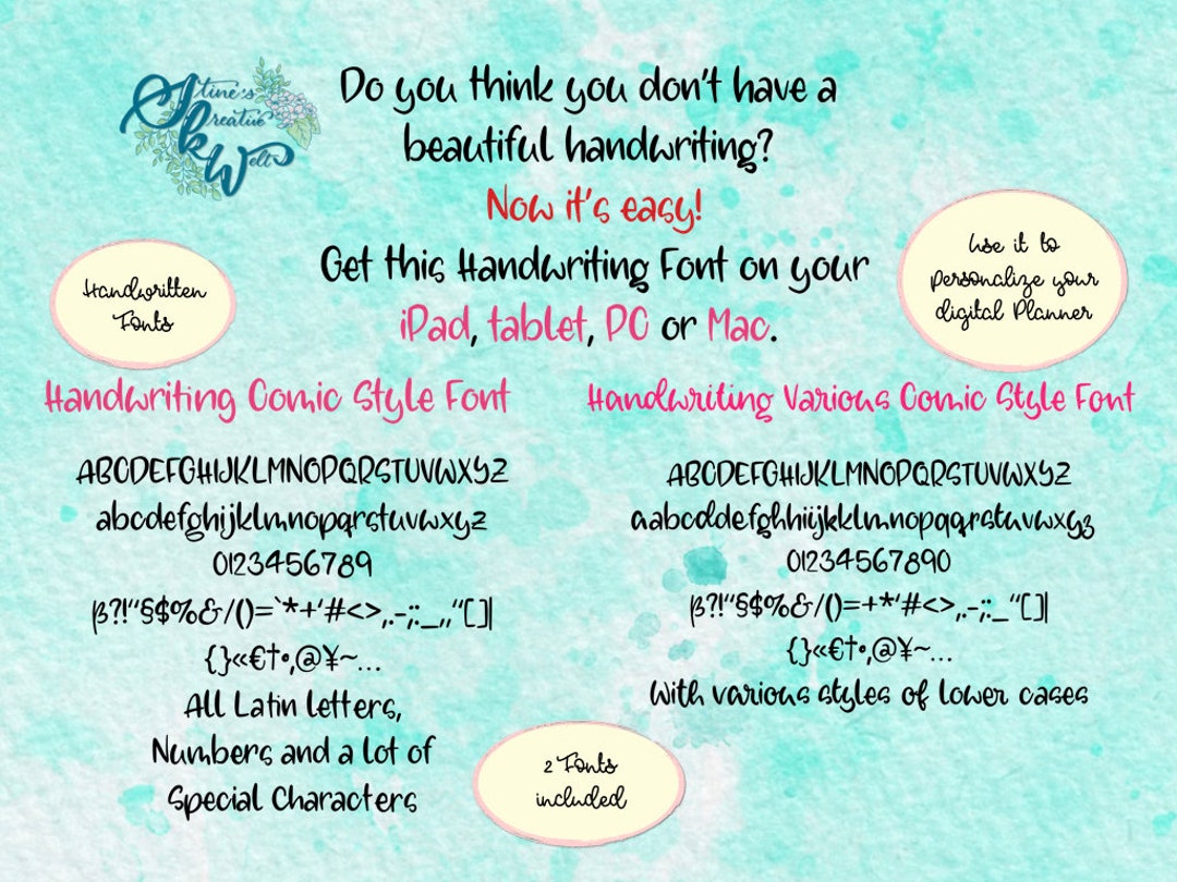 Handwriting Comic Style Handwritten Font for Ios, Android, PC or Mac ...