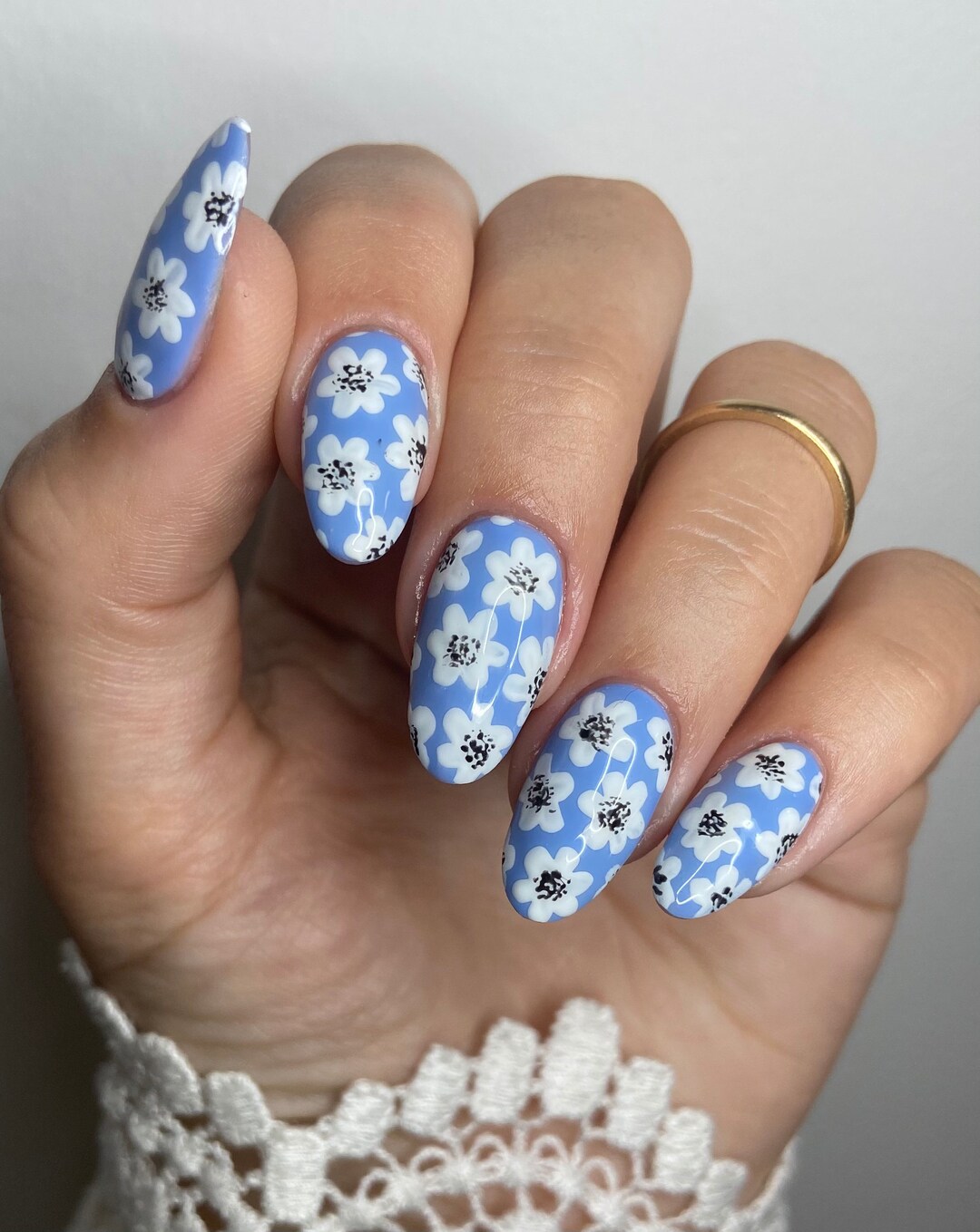 LUXURY Press on NAILS Floral Flowers Art - Etsy