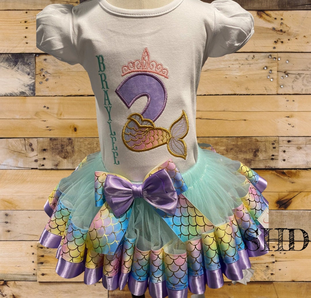 Ariel Theme Mermaid Number Birthday Shirt, Mermaid Number Tutu Outfit ...