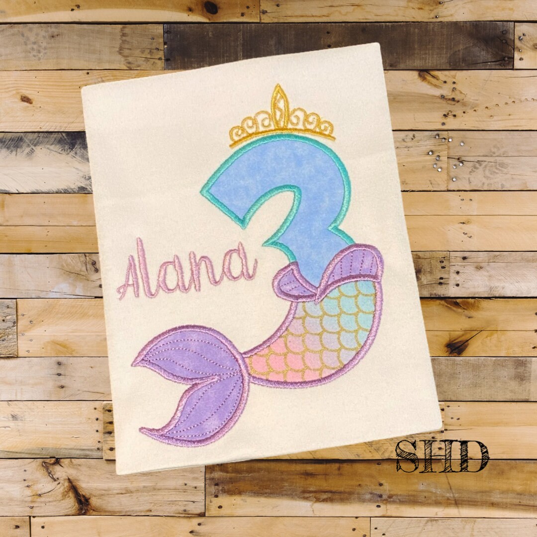Ariel Mermaid Theme Birthday, Ariel Number Birthday Shirt, Mermaid ...